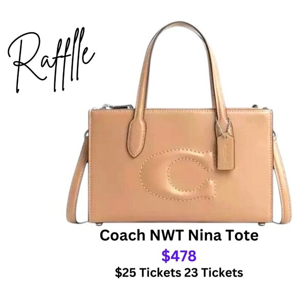 Coach | Bags | Raffle Coach New Taupe Leather Nina Small Tote 478 ...